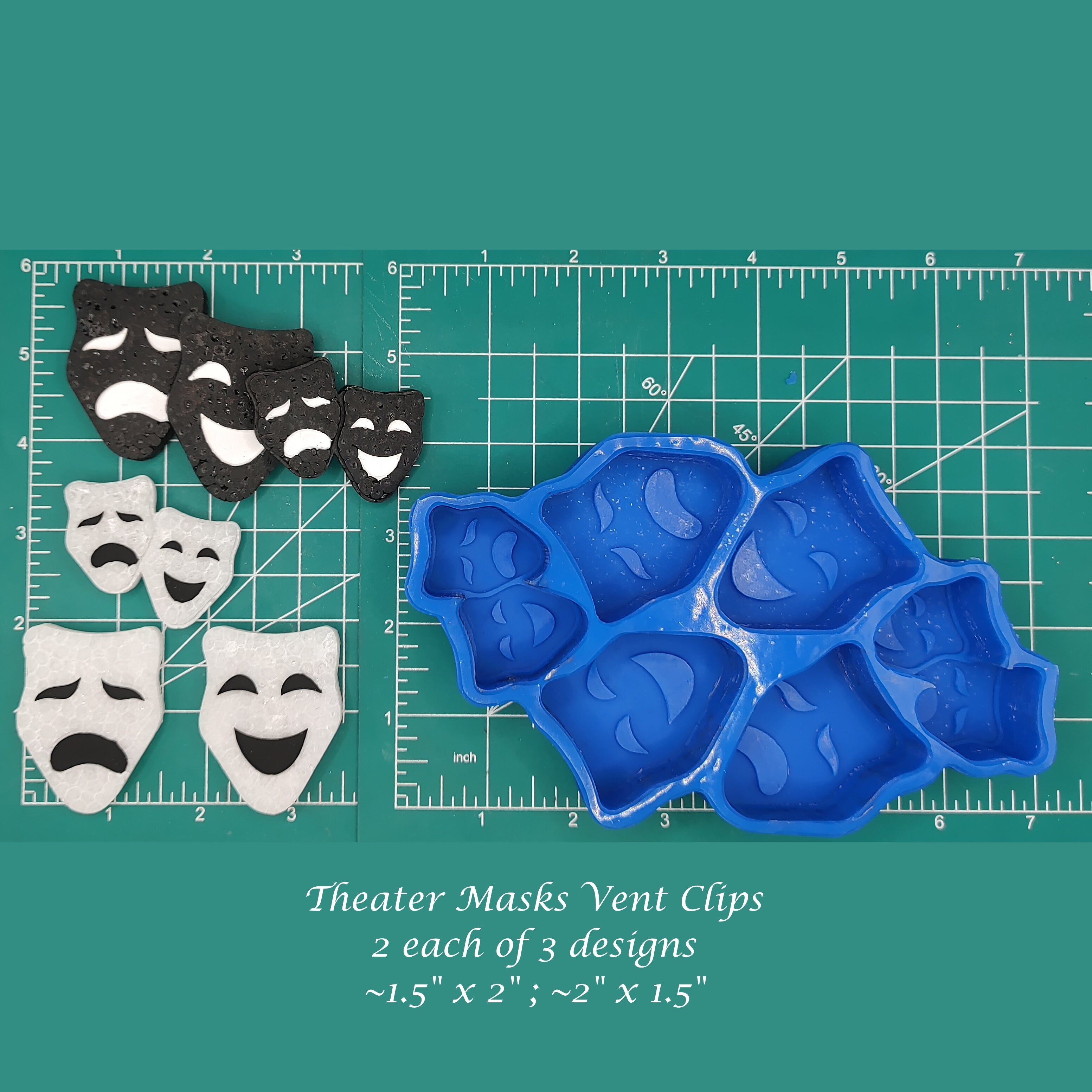Theater Masks Vent Clip Tray - Silicone Freshie Mold | Michelle's ...